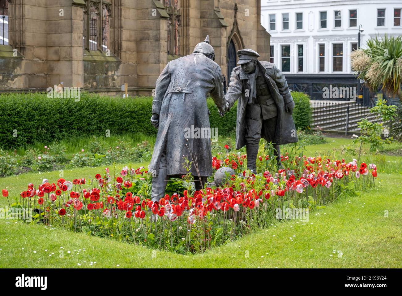 A side view of the "All Together Now" sculpture by Andy Edwards outside ...