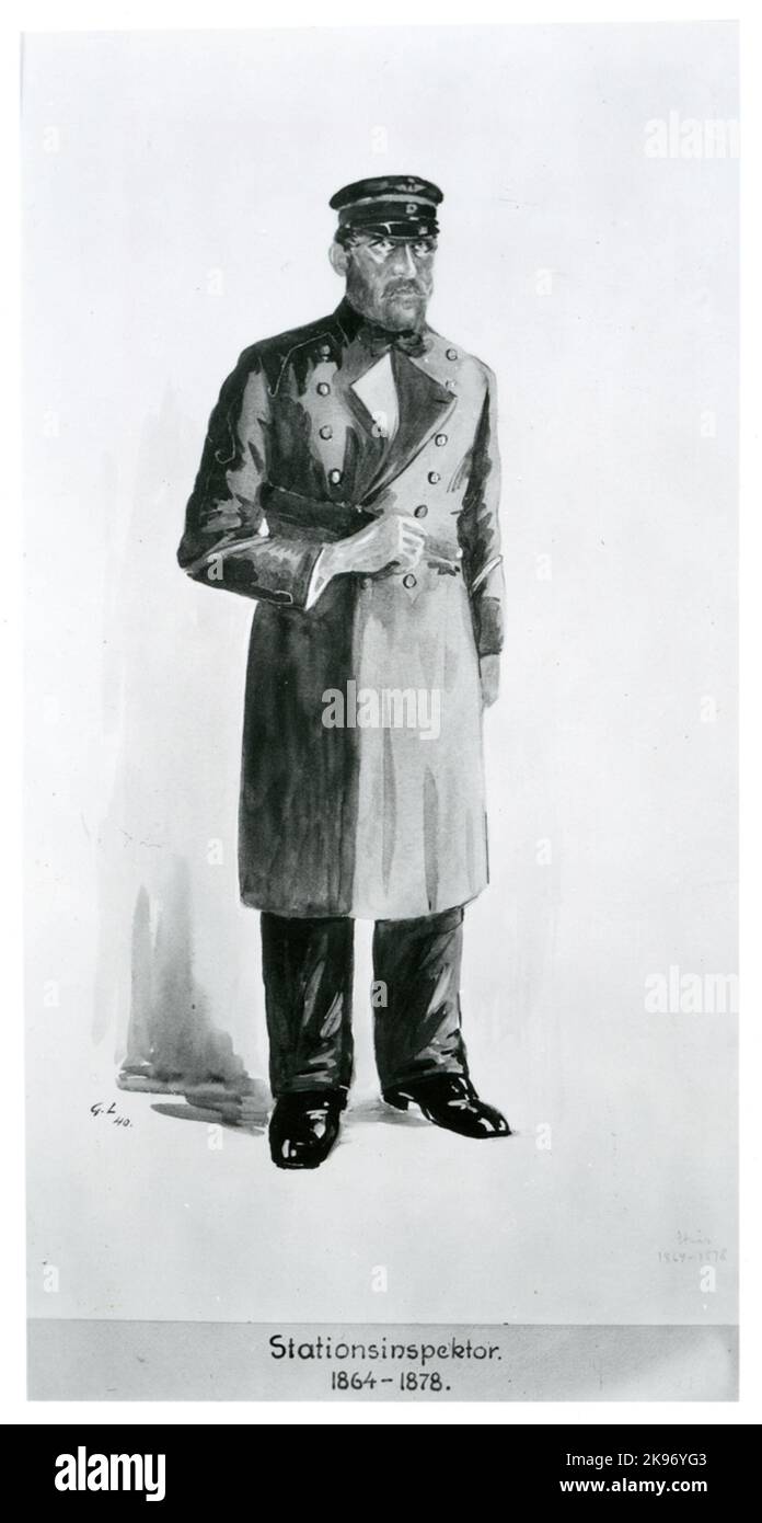 Station inspector in uniform, watercolor by G. Lundin Stock Photo - Alamy