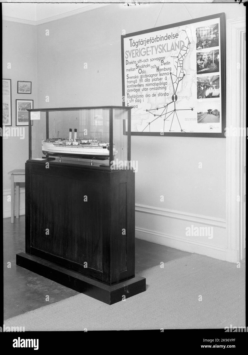 Photo of interior with booth and train ferry model Stock Photo - Alamy