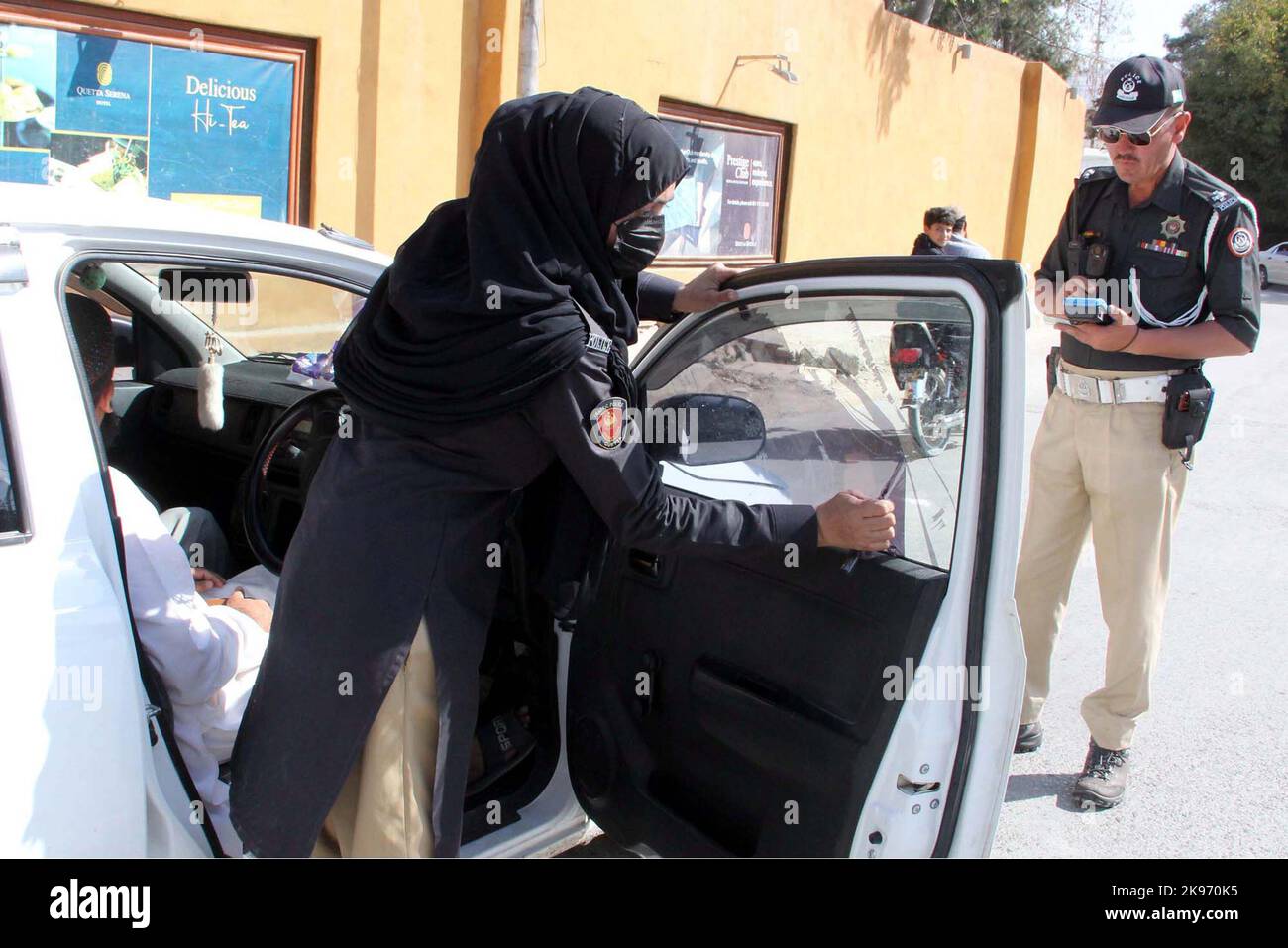 Hyderabad, Pakistan, October 26, 2022, Traffic Police officials remove ...