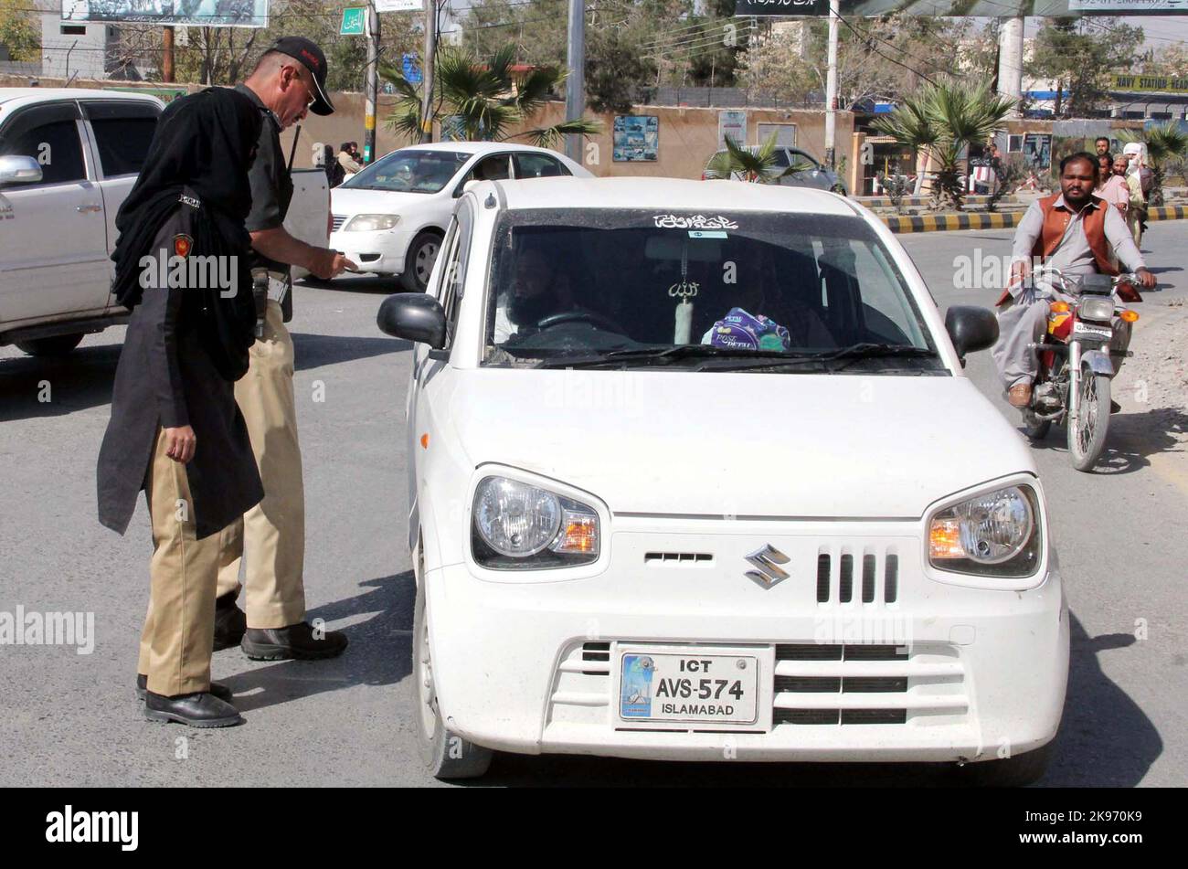 Hyderabad, Pakistan, October 26, 2022, Traffic Police officials remove ...