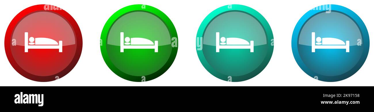 Hotel round glossy web icon set, colorful buttons isolated on white ...