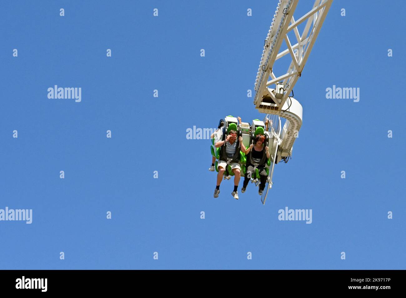 Middleburg, Netherlands - August 2022: People enjoying a ride on a tall ...