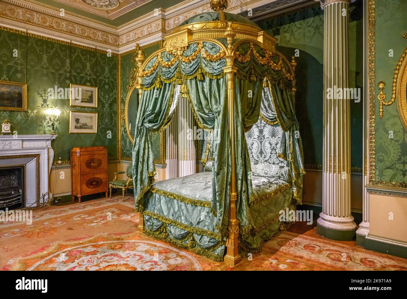 State Bedroom in Harewood House, near Leeds, West Yorkshire, England ...