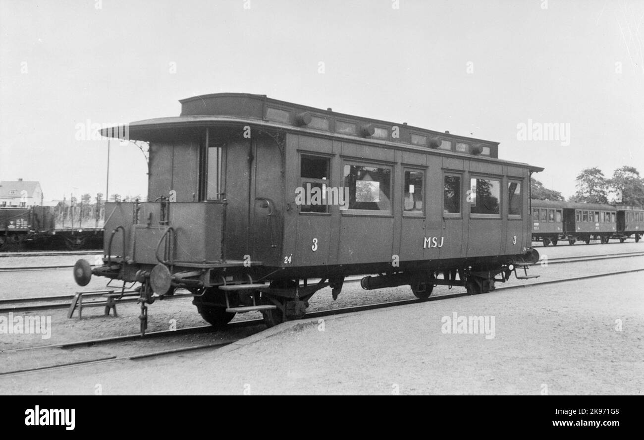 Bjärsjölagård station. Old two -axle passenger car, MSJ 24, belonging ...