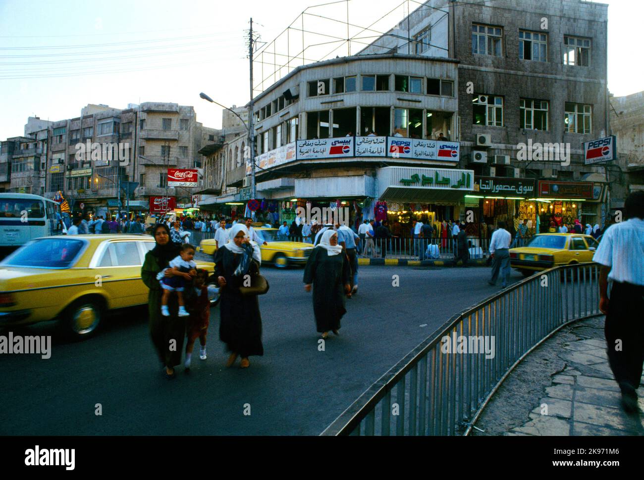 Amman Jordan Downtown Street Scene Women Wearing Hijabs Crossing Busy ...