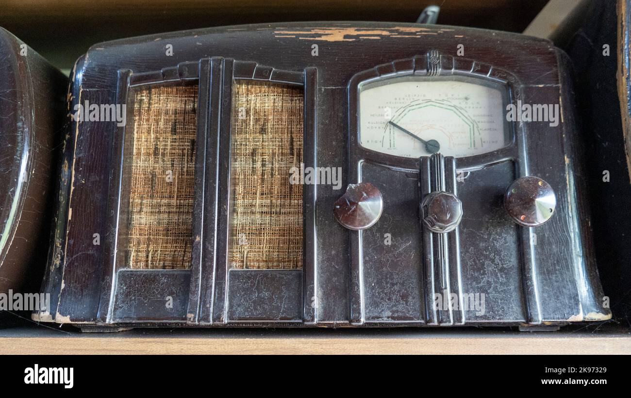 Old Vintage Radio Receiver. Antique Old Brown Radio Soviet Receiver ...