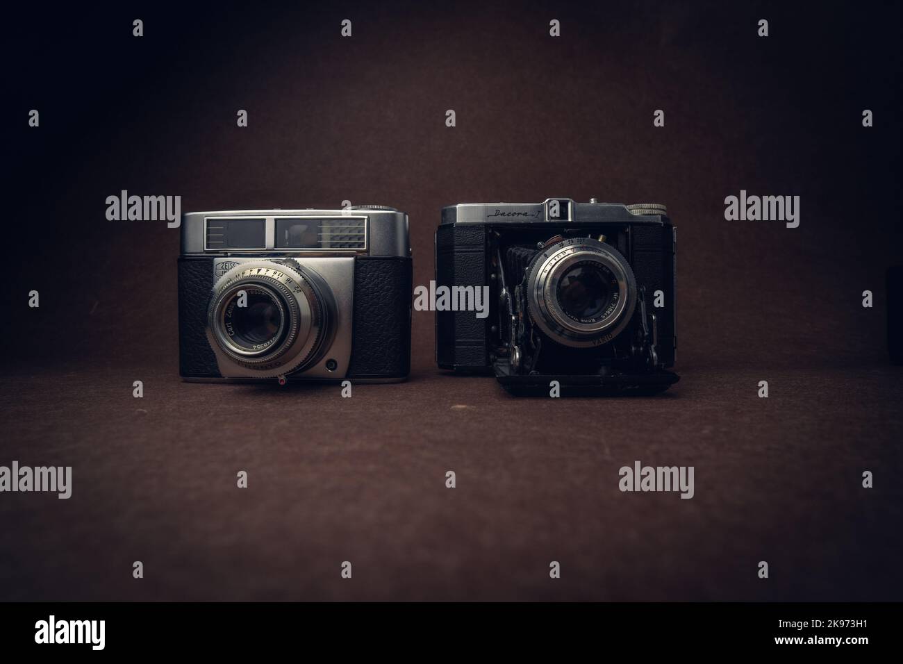 Vintage cameras in a rustic filing environment Stock Photo - Alamy