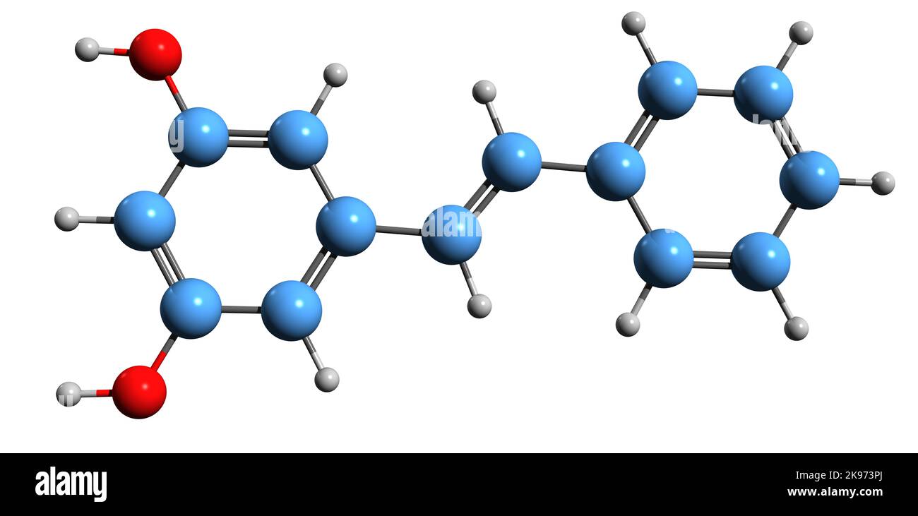 3D image of Pinosylvin skeletal formula - molecular chemical structure ...