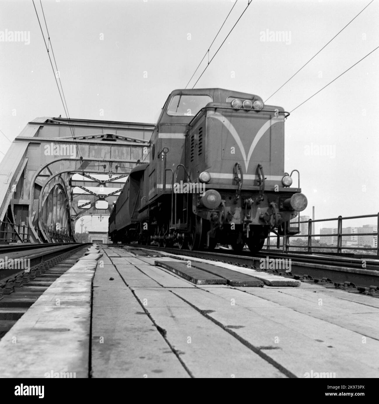 The State Railways, SJ T2 diesel locomotives. Train on Årstabron Stock ...