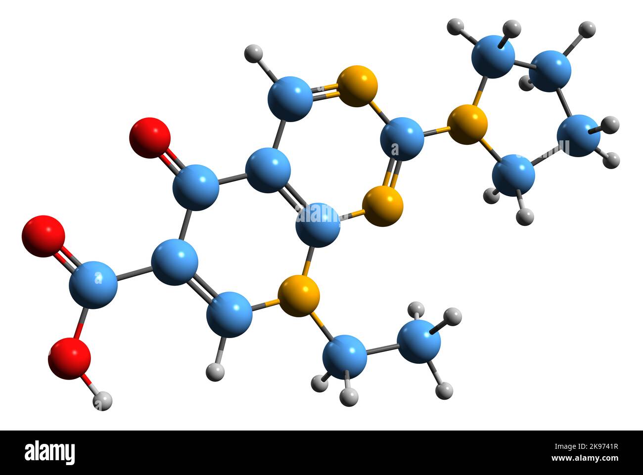 3D image of Piromidic acid skeletal formula - molecular chemical ...
