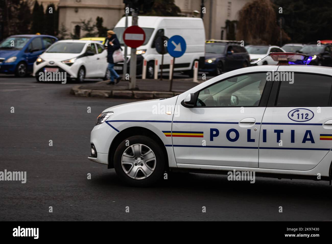 Romanian Police Car (Politia Rutiera) in Bucharest traffic, Romania ...