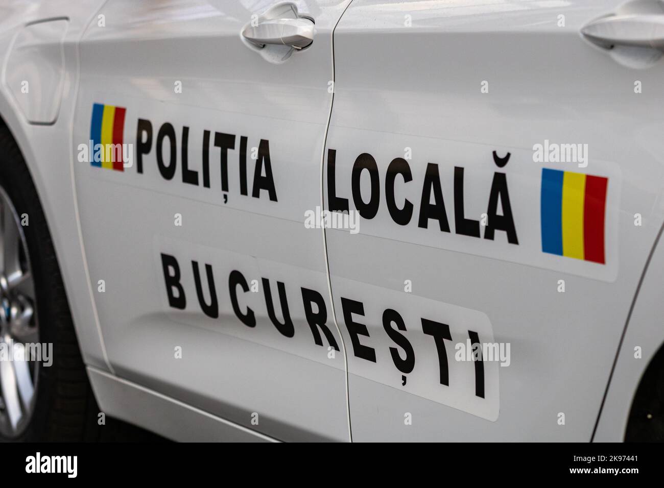Romanian Police Car (Politia Rutiera) in Bucharest traffic, Romania ...