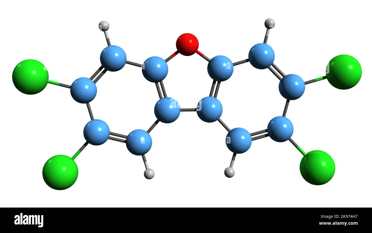 3D image of Polychlorinated dibenzofurans skeletal formula - molecular ...