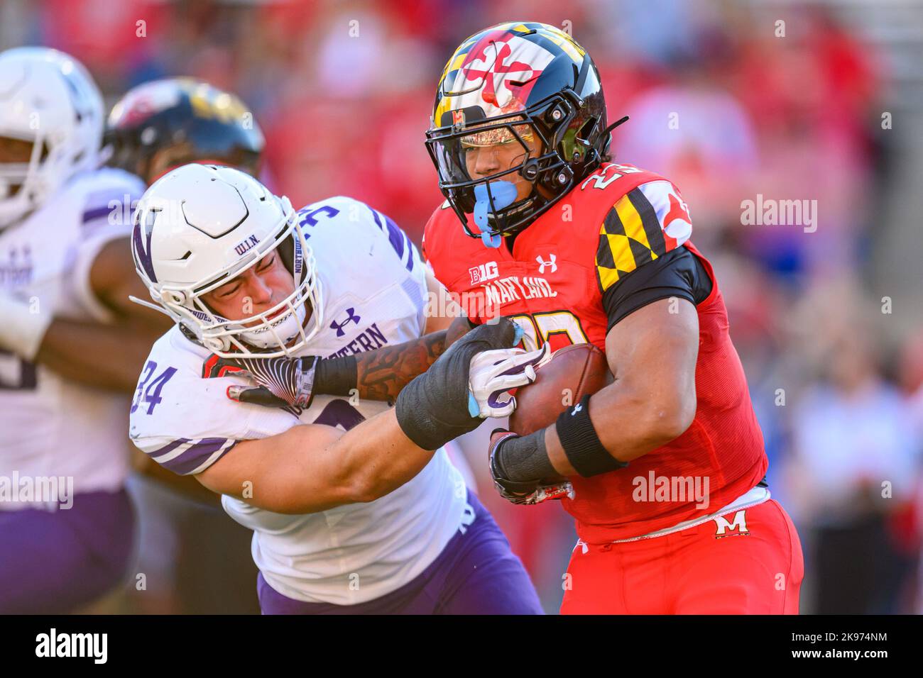 College Park, MD, USA. 22nd Oct, 2022. Maryland Terrapins running back ...