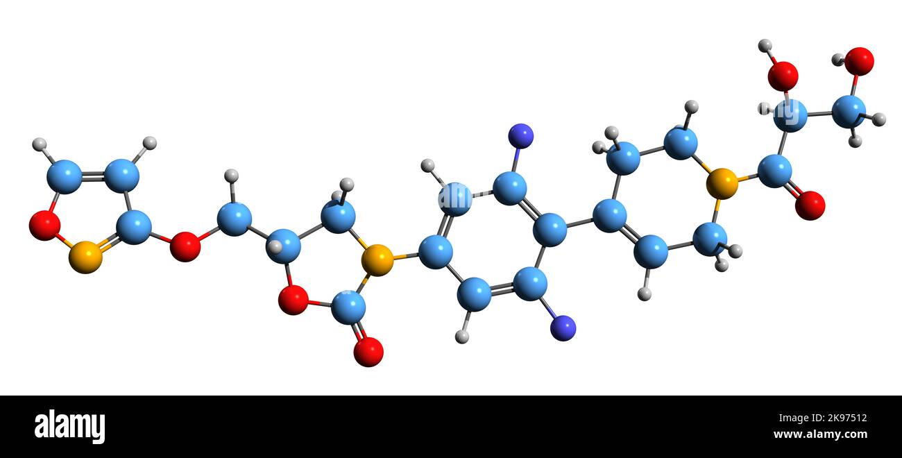 3D image of Posizolid skeletal formula - molecular chemical structure ...
