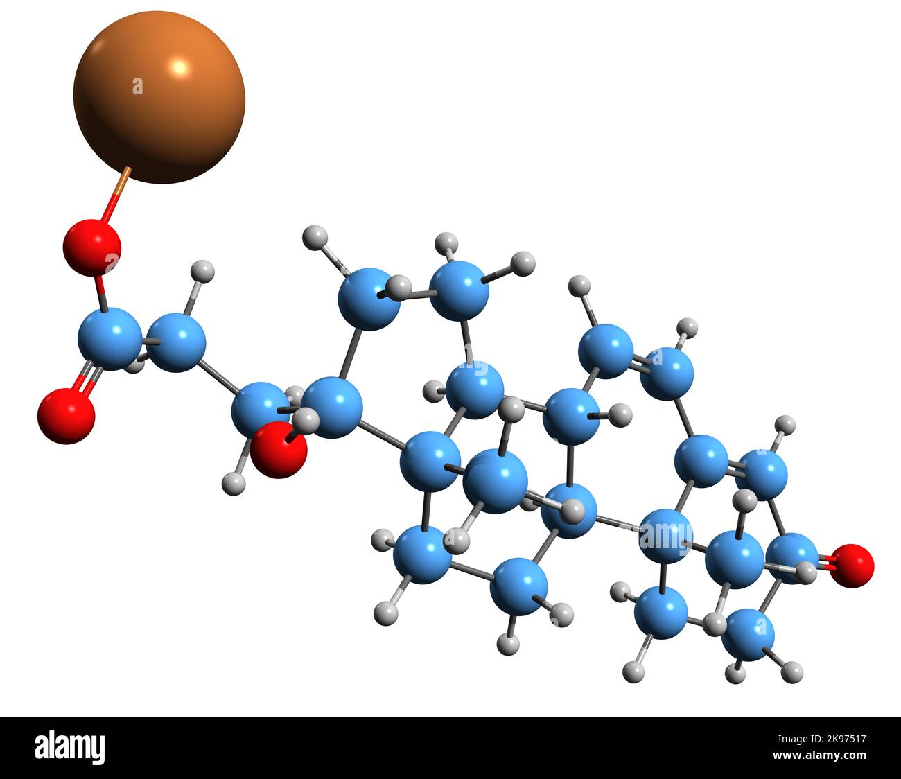 3D image of Potassium canrenoate skeletal formula - molecular chemical ...
