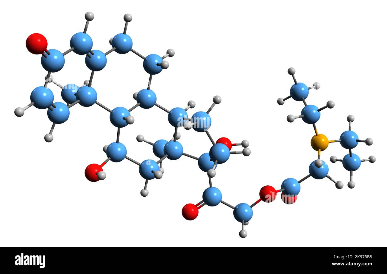 3D image of Prednisolamate skeletal formula - molecular chemical ...