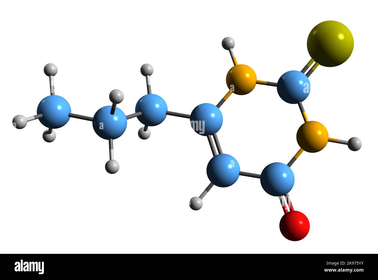 3D image of Propylthiouracil skeletal formula - molecular chemical ...