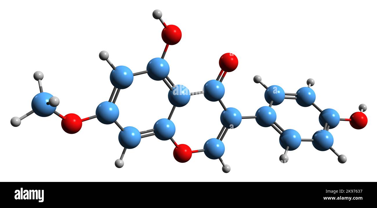 3D image of Prunetin skeletal formula - molecular chemical structure of ...