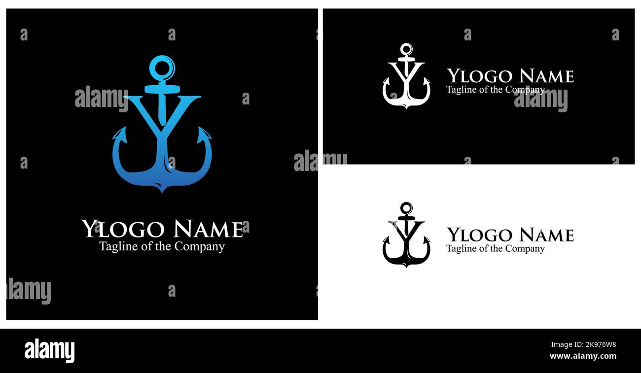 Y nautical monogram. initial Y custom text in achor logo vector ...