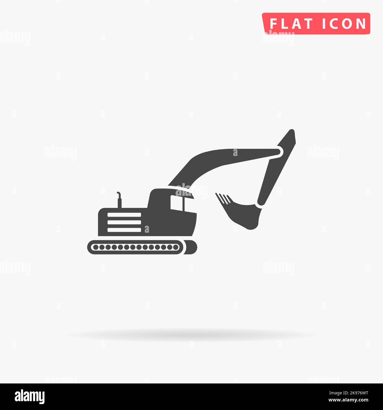 Excavator flat vector icon. Hand drawn style design illustrations Stock ...