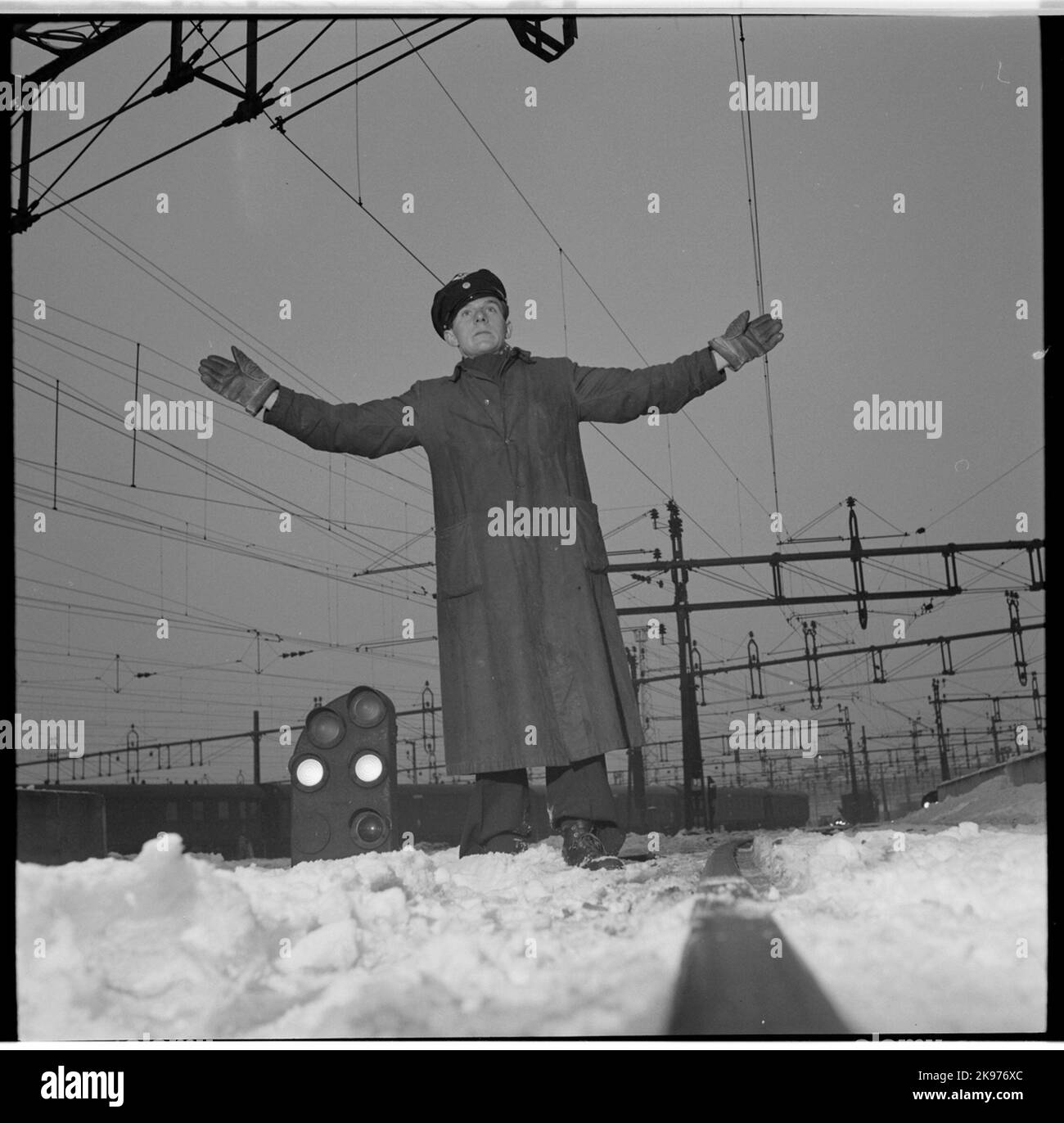 Staff signals at yard Stock Photo - Alamy