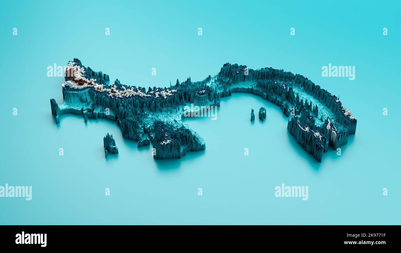 Topographic Panama Map Hypsometric Elevation tint Spectral Shaded ...