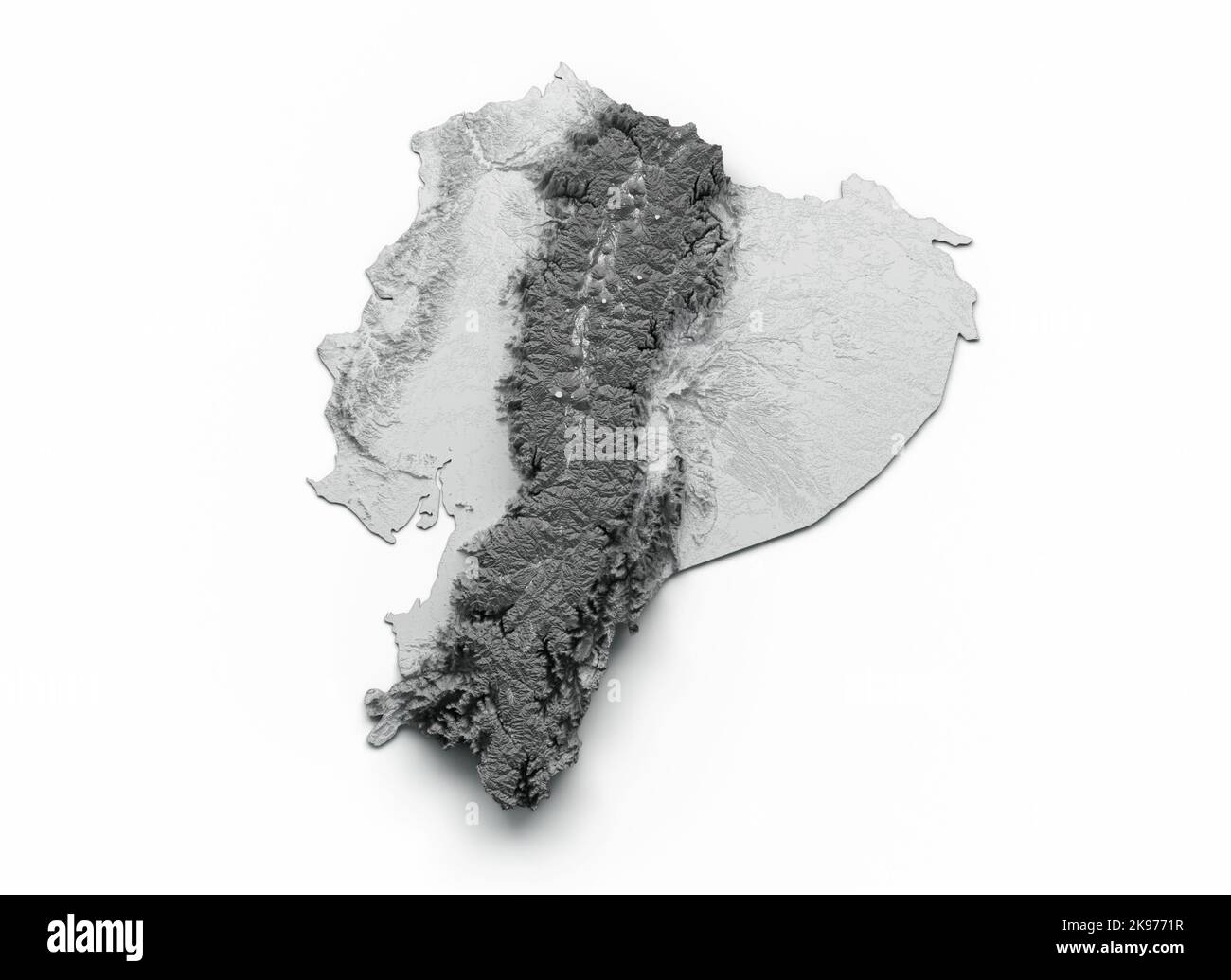 Ecuador Map Flag Shaded relief Color Height map on white Background 3d ...