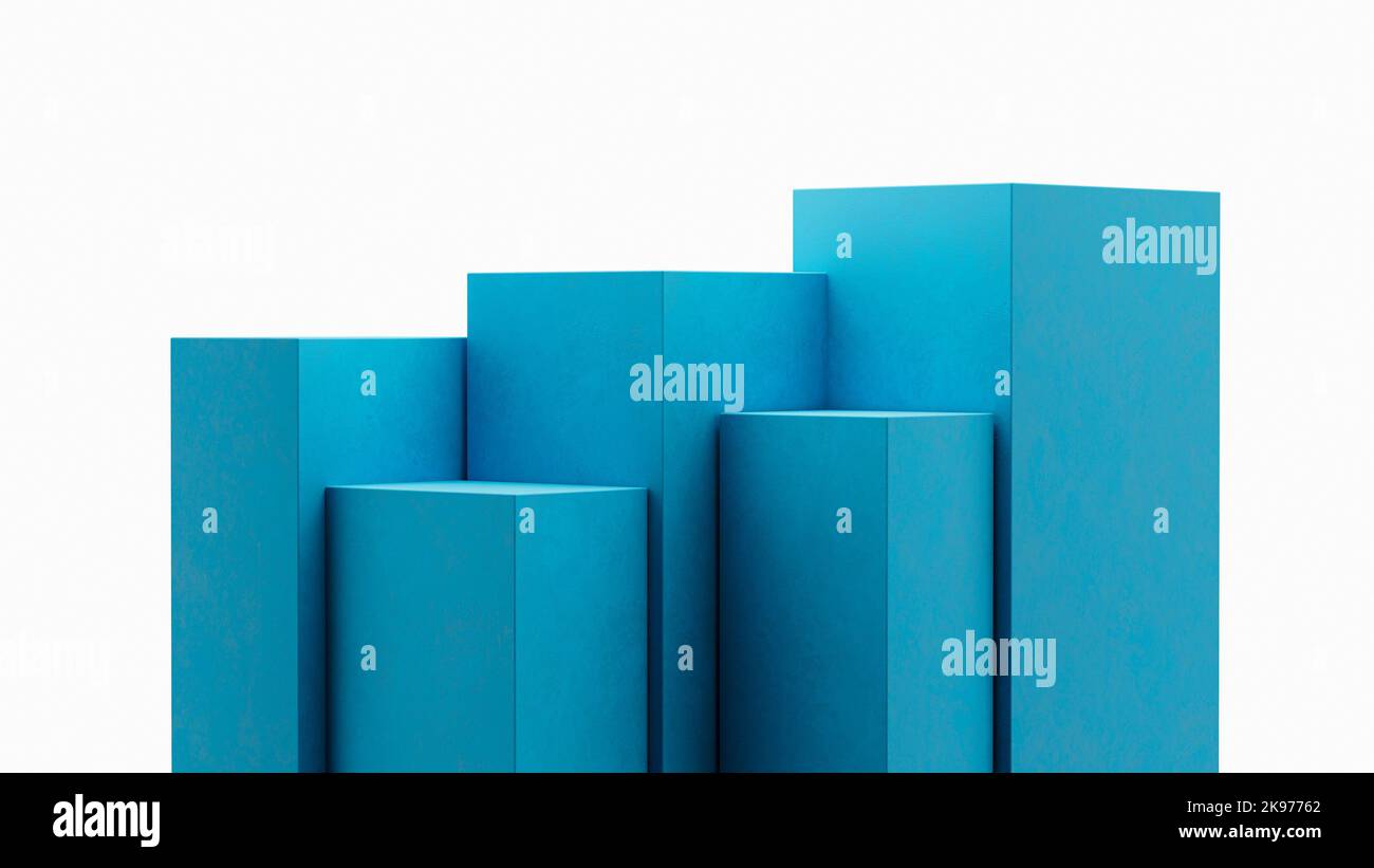 Five podiums standing. Minimal scene. 3d illustration Stock Photo - Alamy