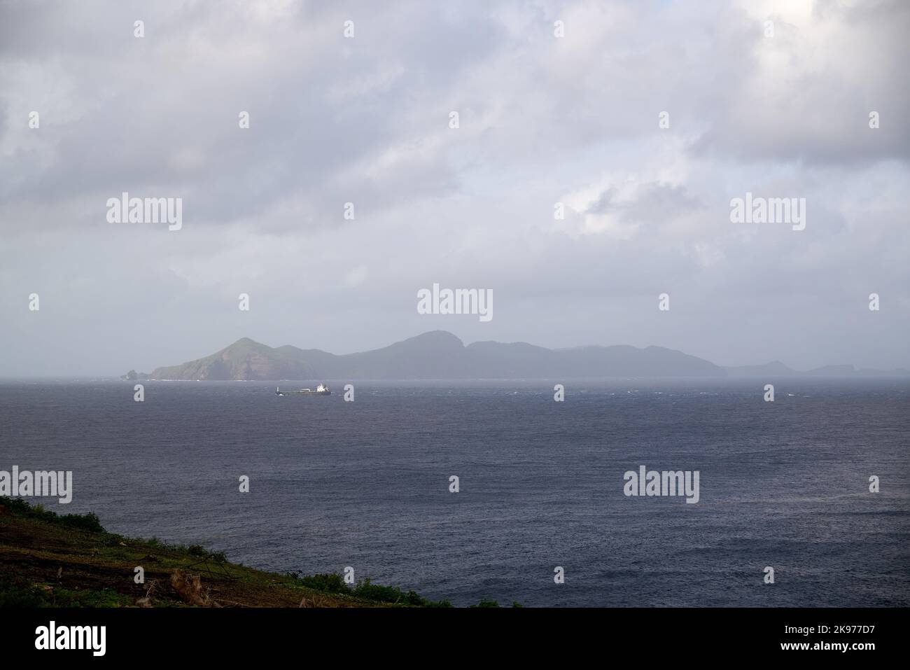An aerial view of sea waves breaking beach with growing bushes Stock ...