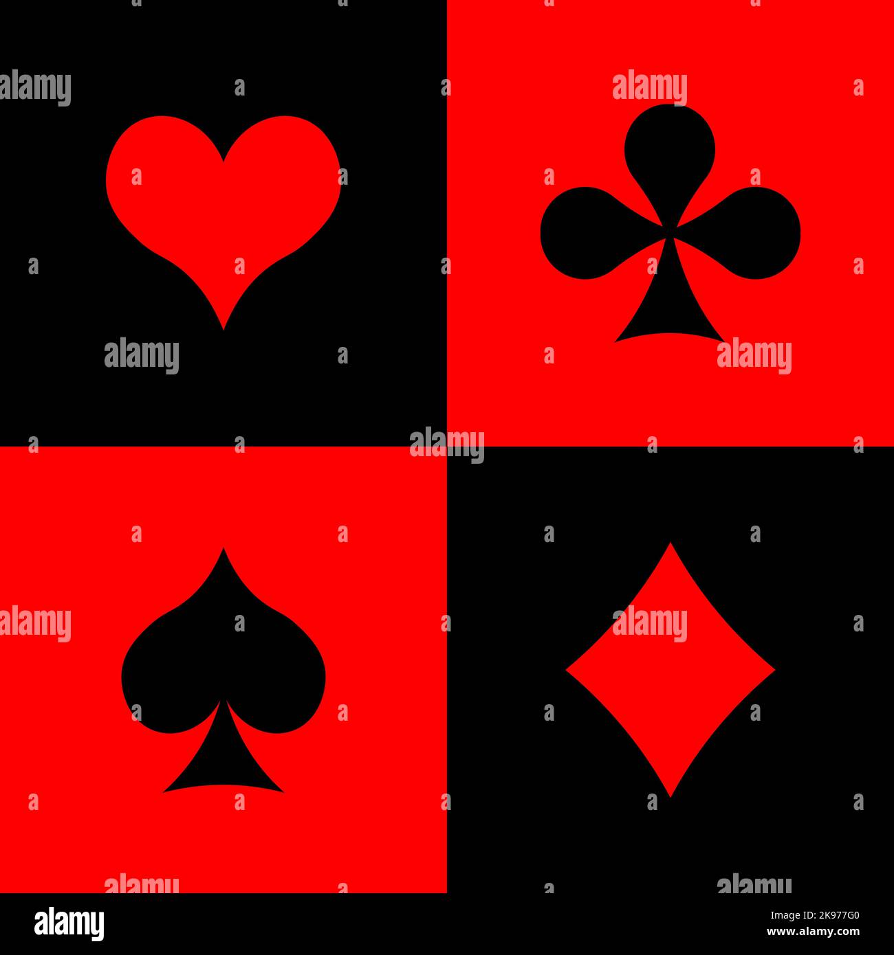 Suits of playing cards. Flat vector illustration on red and black ...