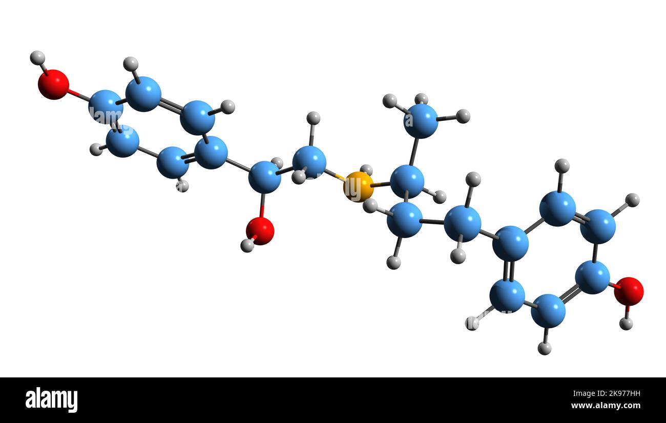 3D image of Ractopamine skeletal formula - molecular chemical structure ...