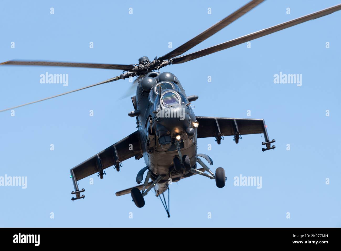 Hungarian Air Force Mil Mi-24P Hind helicopter gunship at the RIAT airshow, RAF Fairford ...
