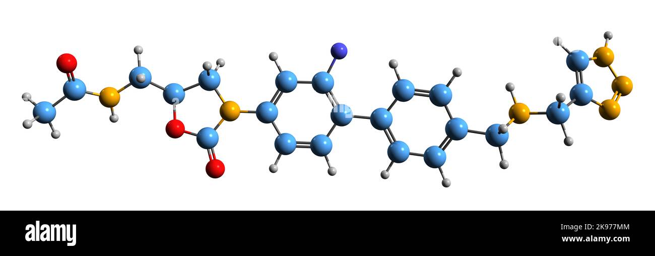 3D image of Radezolid skeletal formula - molecular chemical structure ...