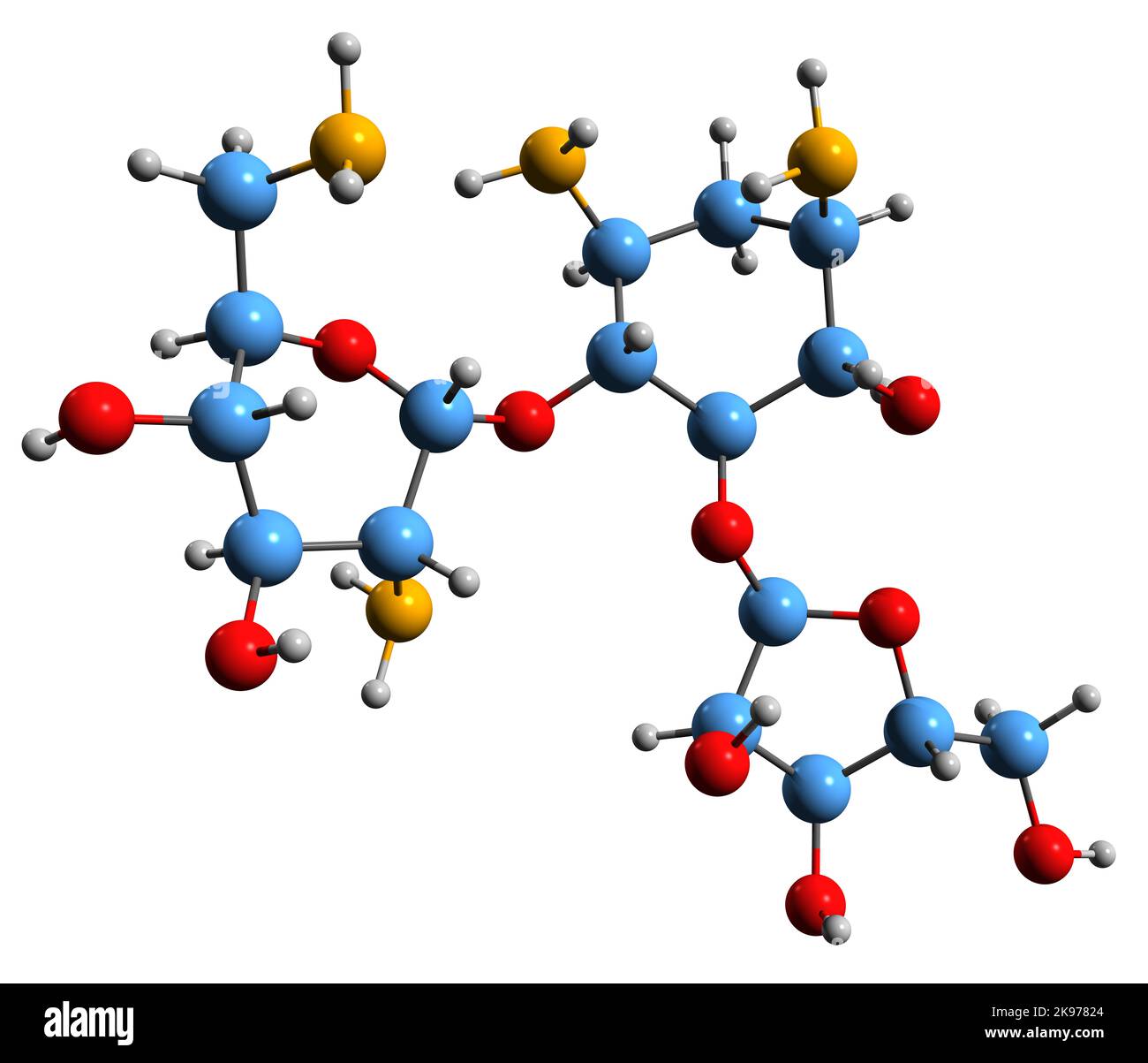 3D image of Ribostamycin skeletal formula - molecular chemical ...