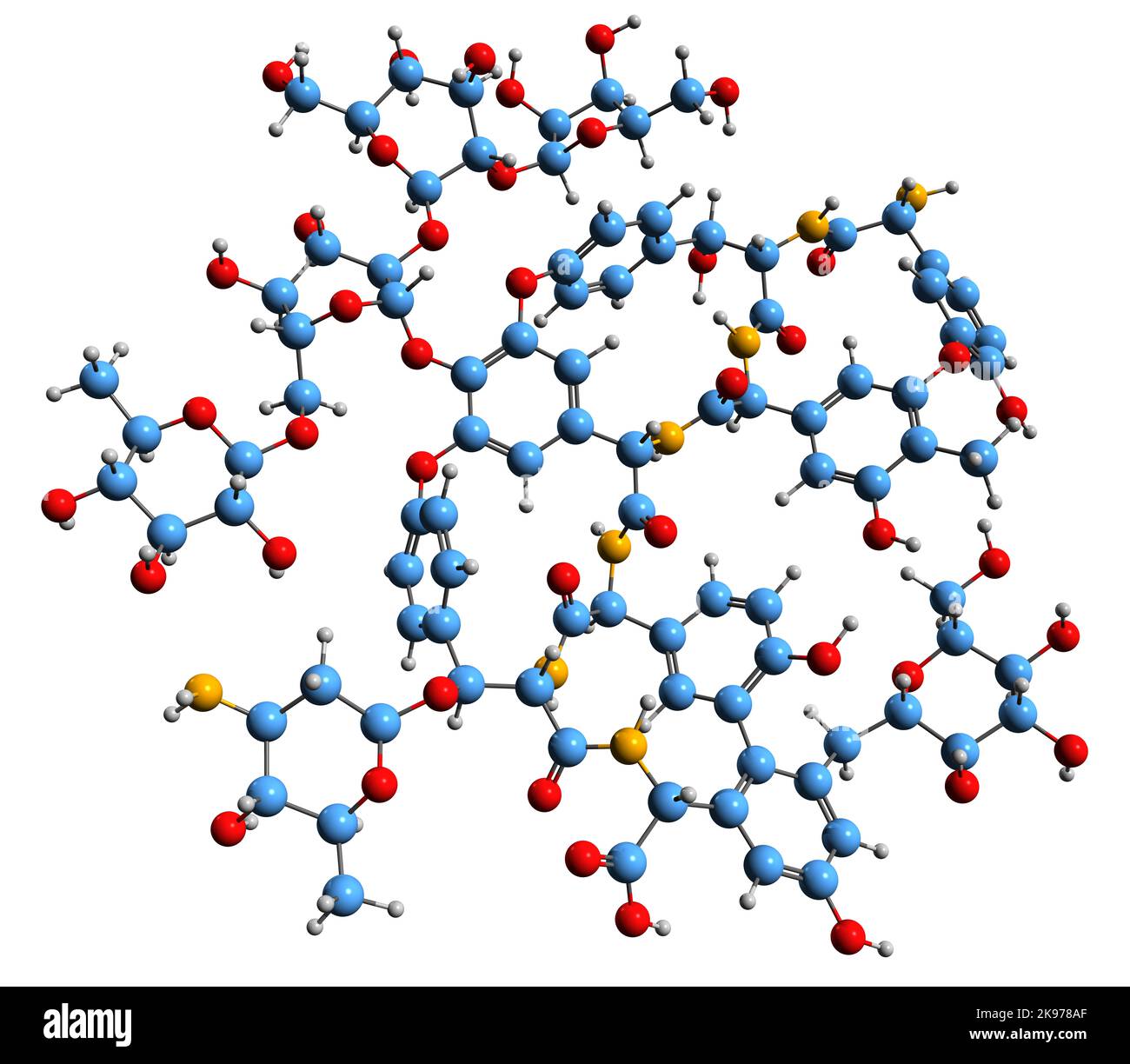 3d Image Of Ristocetin Skeletal Formula Molecular Chemical Structure Of Glycopeptide