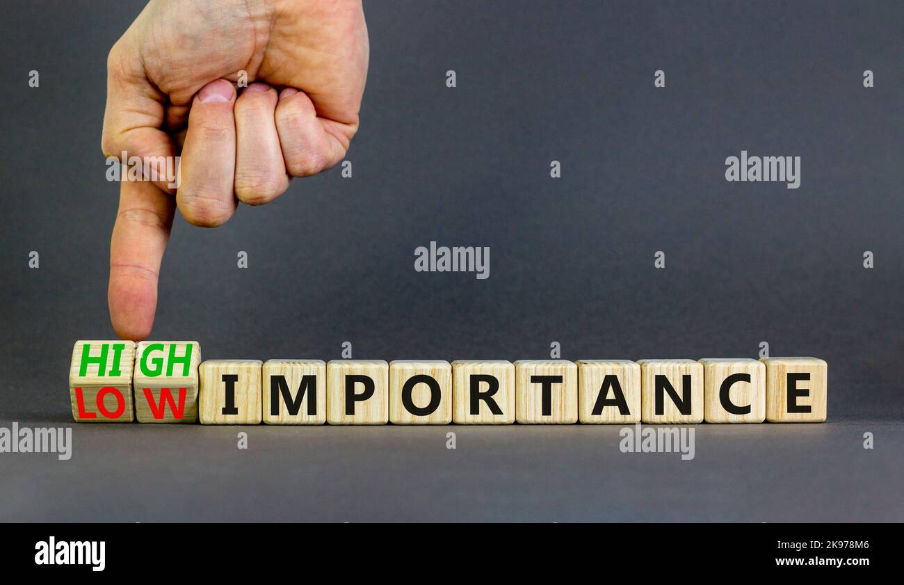 High or low importance symbol. Concept words High importance and Low ...