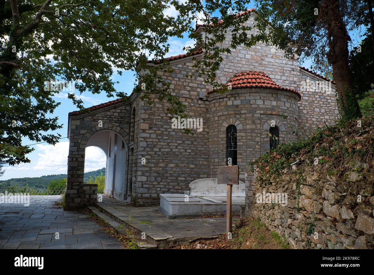 stone christian church, traditional architecture in a village of Mount ...