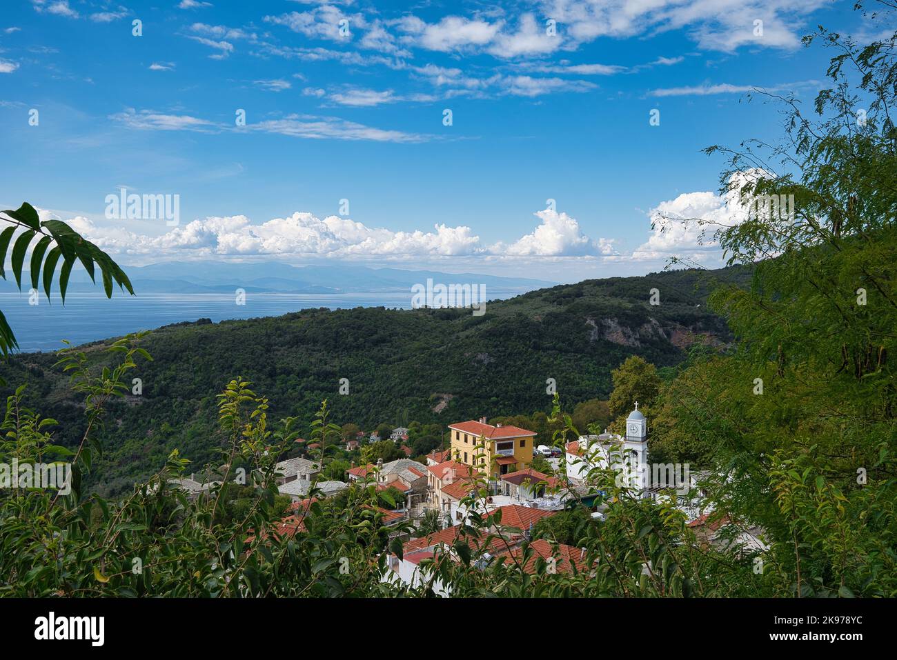 Traditional architecture in a village of Mount Pelion, Milies village ...