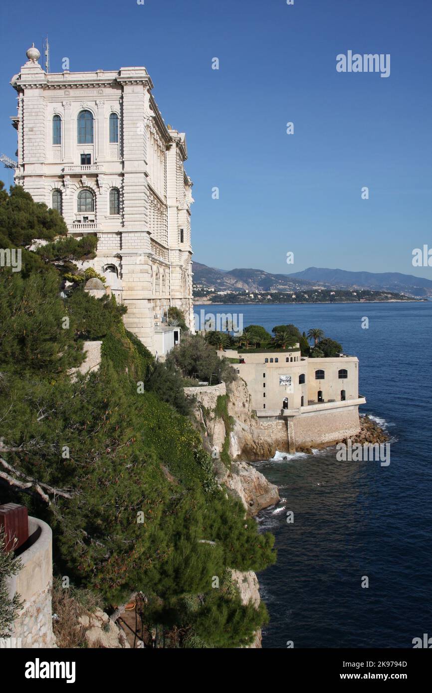 A vertical of the Oceanographic Museum of Monaco on the shore Stock ...