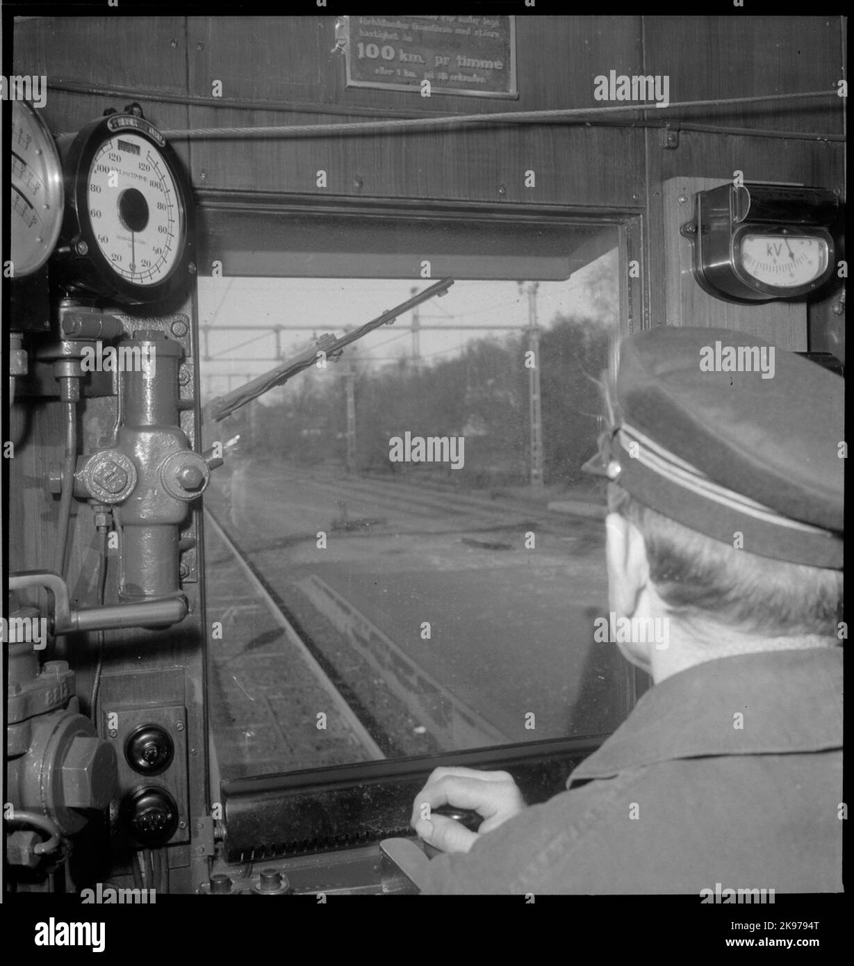 Driver's cab on an electric locomotive Stock Photo - Alamy