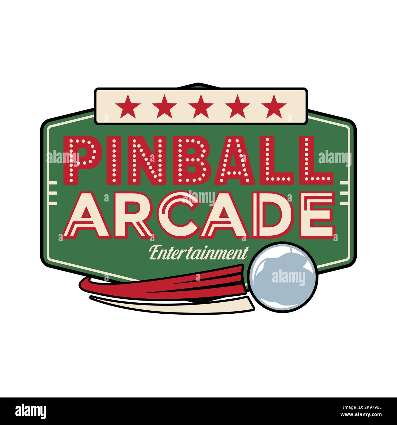 Pinball Game Arcade Vintage Retro Badge Emblem Hipster Logo Vector Icon Illustration Pinball