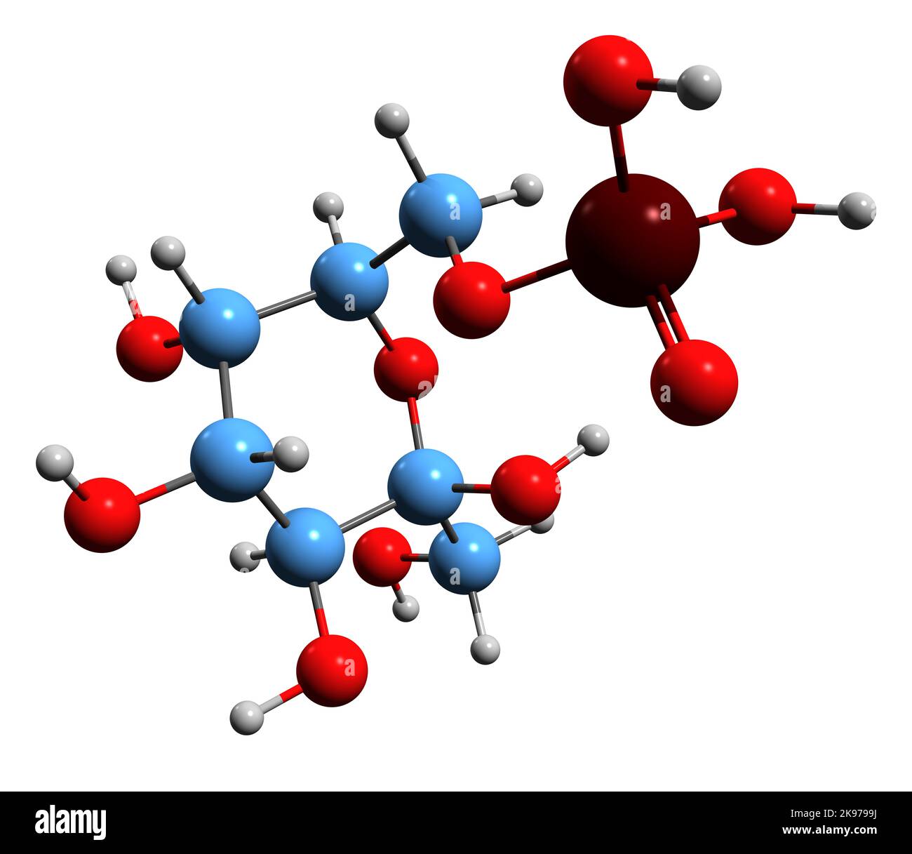 3D image of Sedoheptulose 7-phosphate skeletal formula - molecular ...