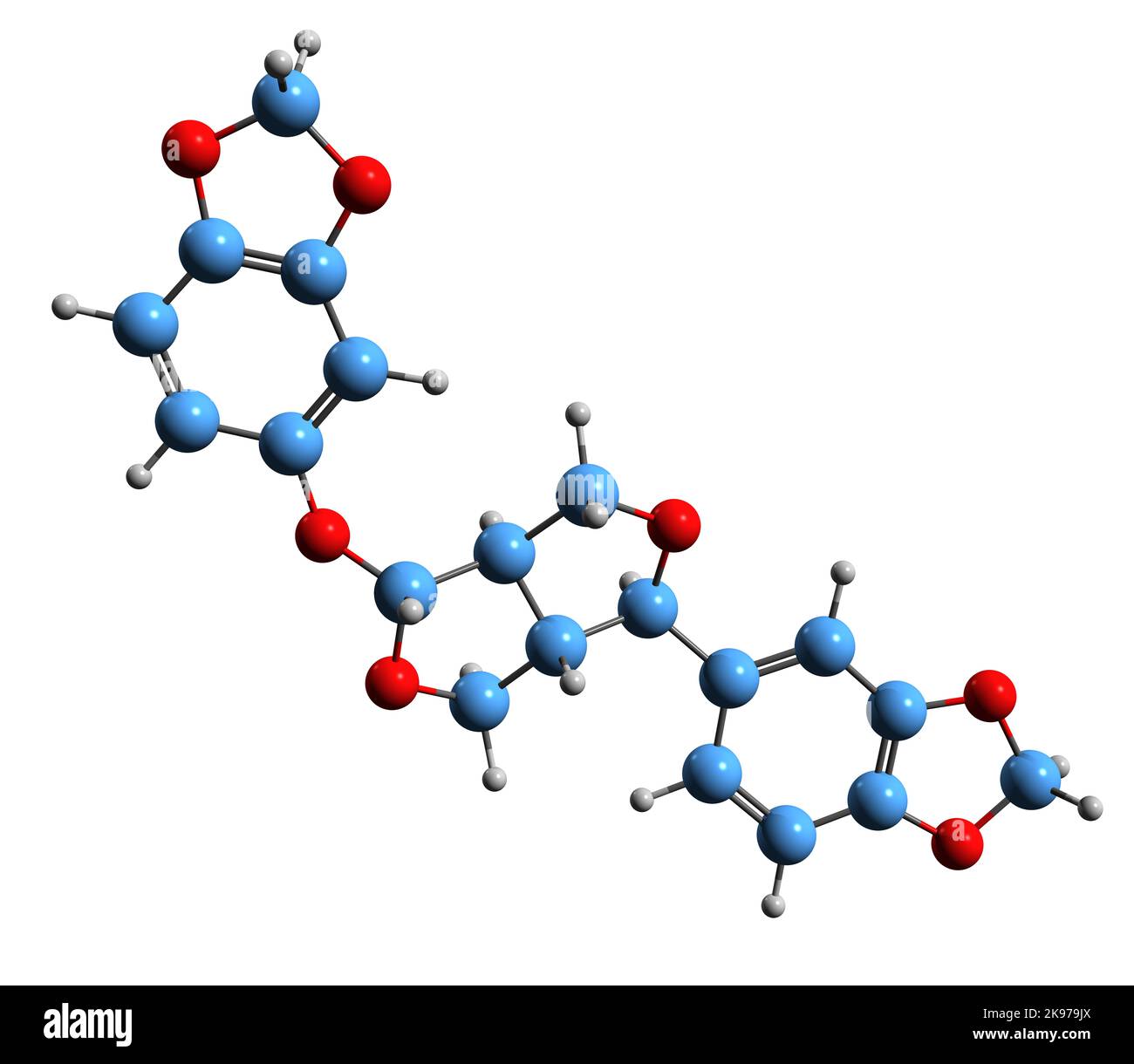 3D image of Sesamolin skeletal formula - molecular chemical structure ...
