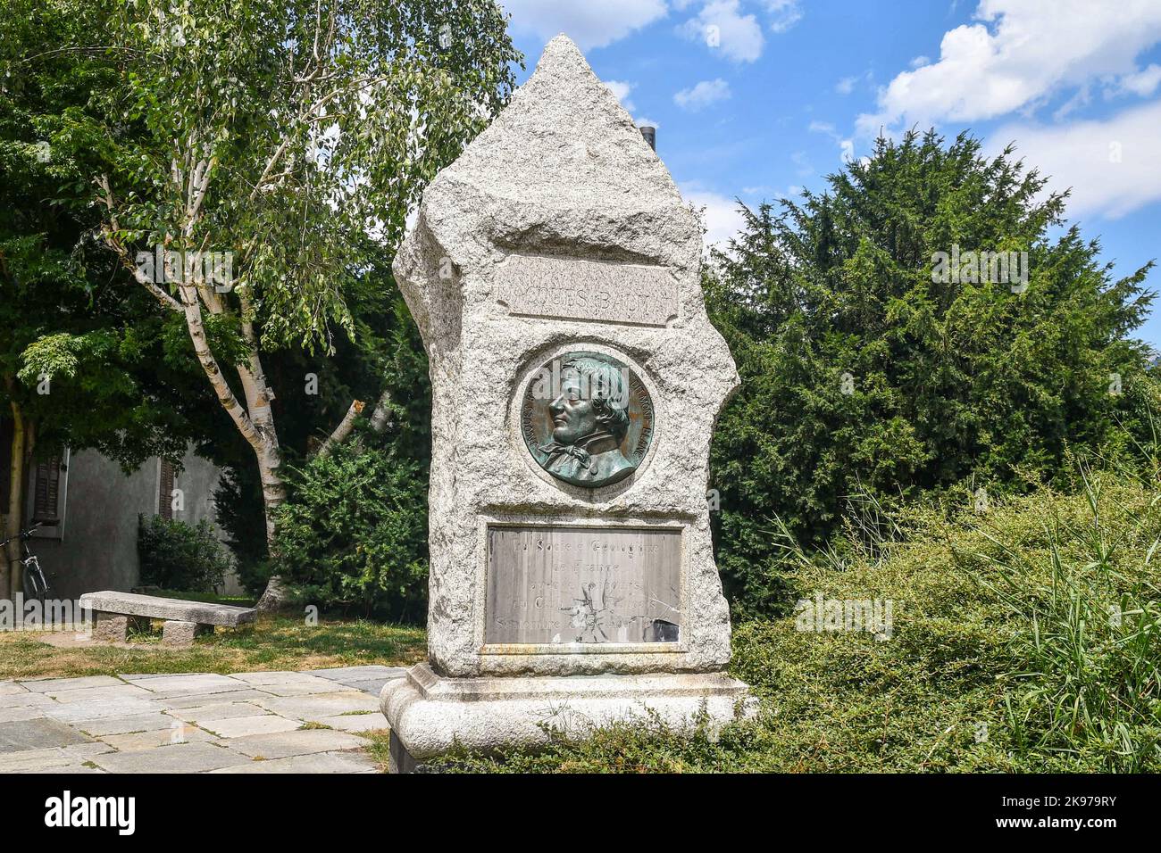 Memorial stone to Jacques Balmat, who first reached the top of Mont ...