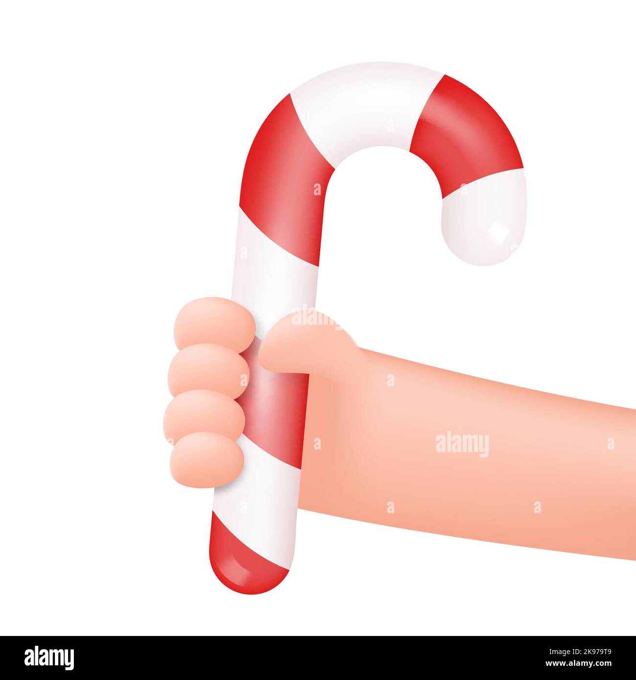Cartoon Hand Holding Christmas Candy Cane Isolated on White Background ...