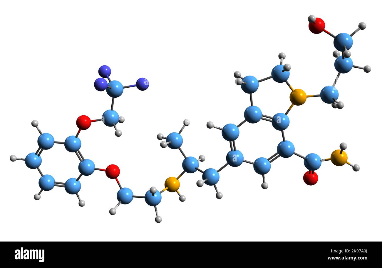 3D image of Silodosin skeletal formula - molecular chemical structure ...