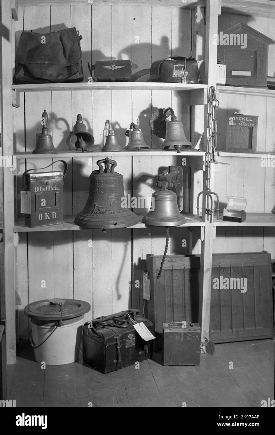 Station bells for Liljeholmens Vst M m; Railway Museum Stock Photo - Alamy