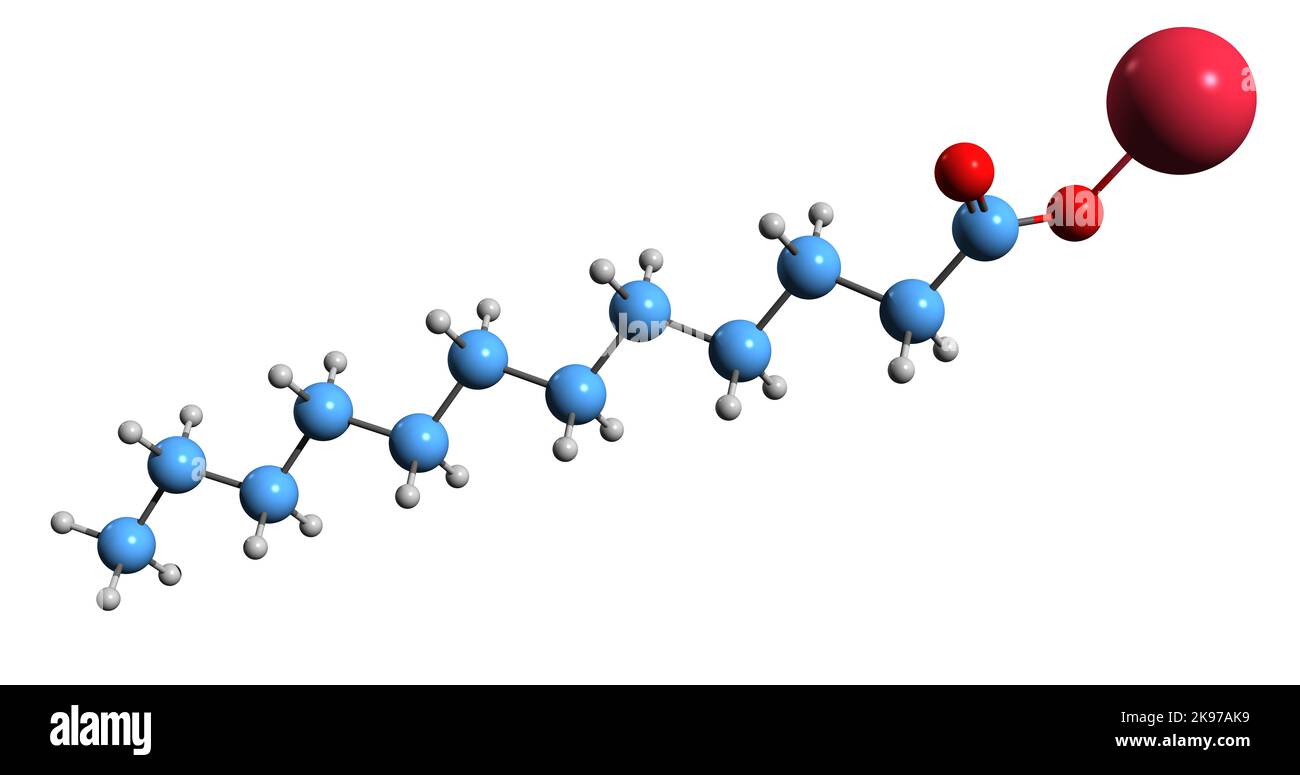 3D image of Sodium laurate skeletal formula - molecular chemical ...